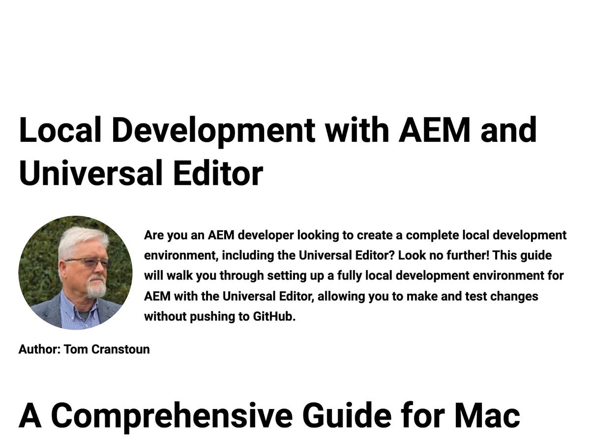Local Development with AEM and Universal Editor